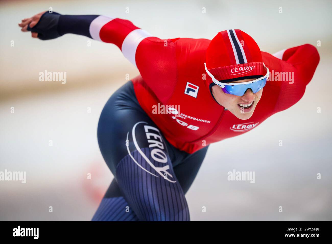 Hamar 20240112.Bjorn Magnussen in the 1000 meters during the Norwegian ...