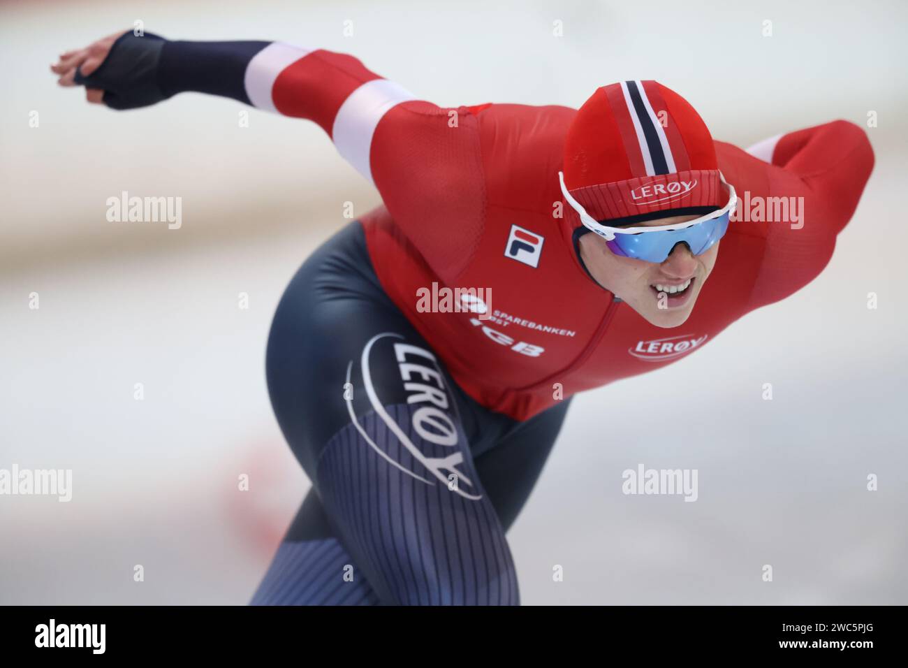 Hamar 20240112.Bjorn Magnussen in the 1000 meters during the Norwegian ...