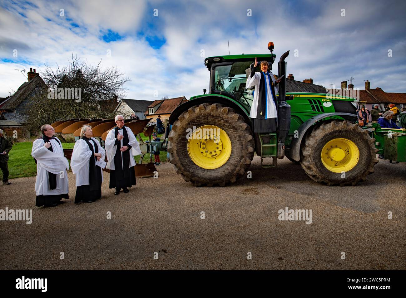 Thaxted,UK. 14th Jan, 2024. Thaxted Essex UK Plough Sunday 14 January 2024 The Reverand Canon ...