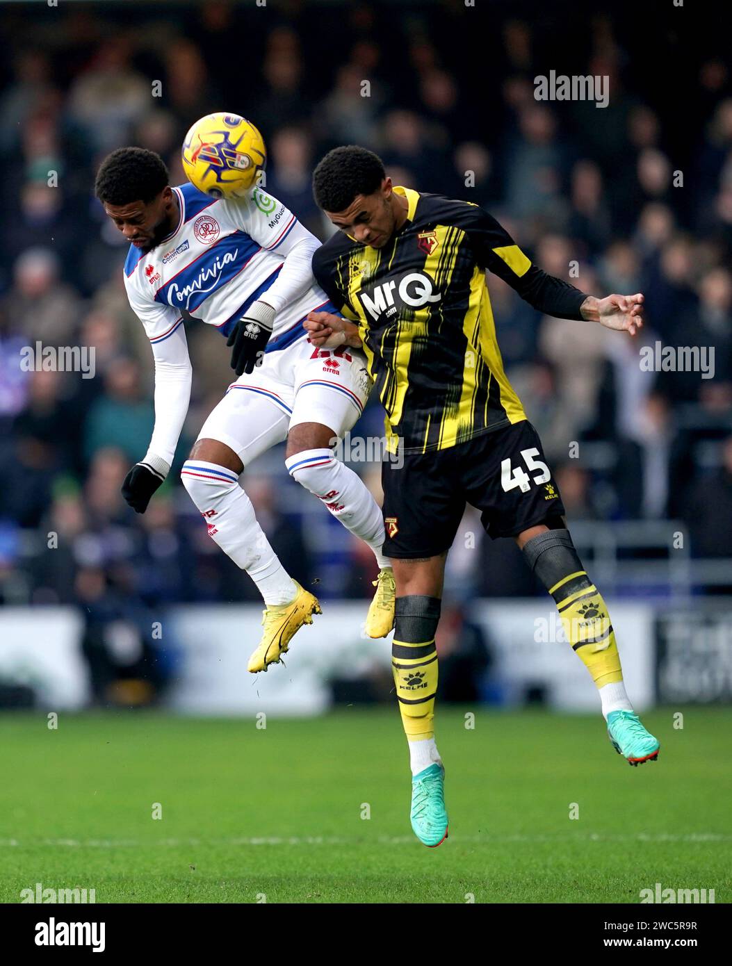 Watford's Ryan Andrews (right) and Queens Park Rangers' Kenneth Paal ...