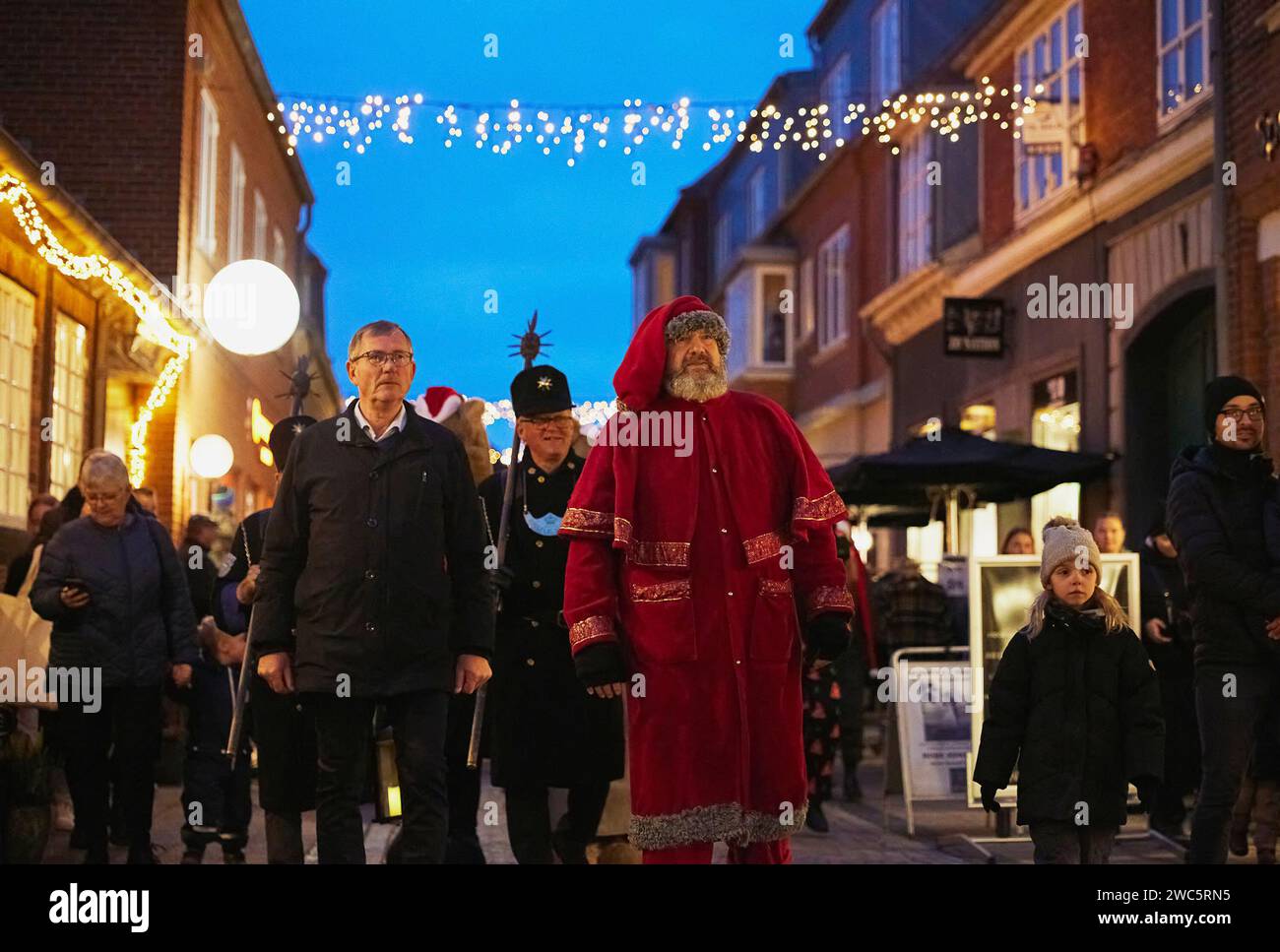 Ringkobing, Denmark, December 4, 2023: Santa Claus arrives in town ...