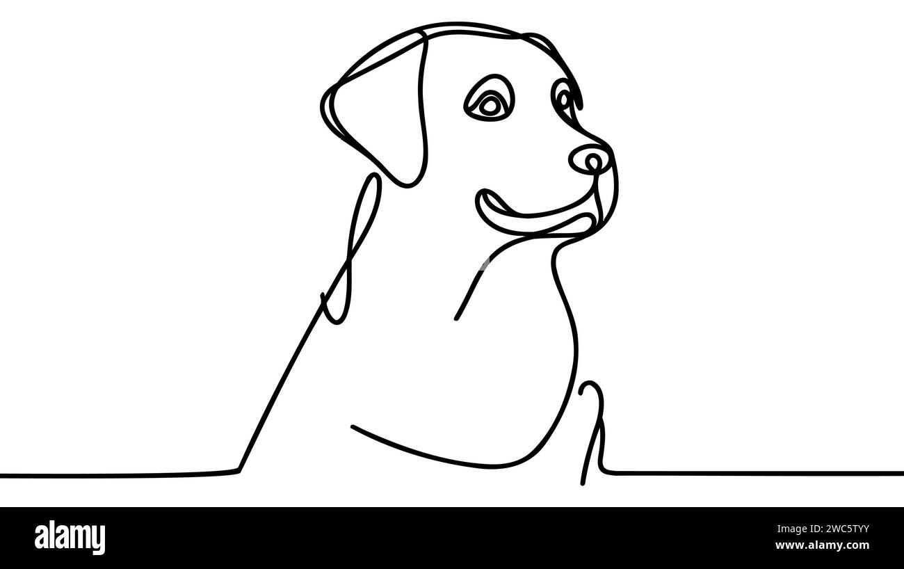 Running dog in continuous line art drawing style. Minimalist black ...