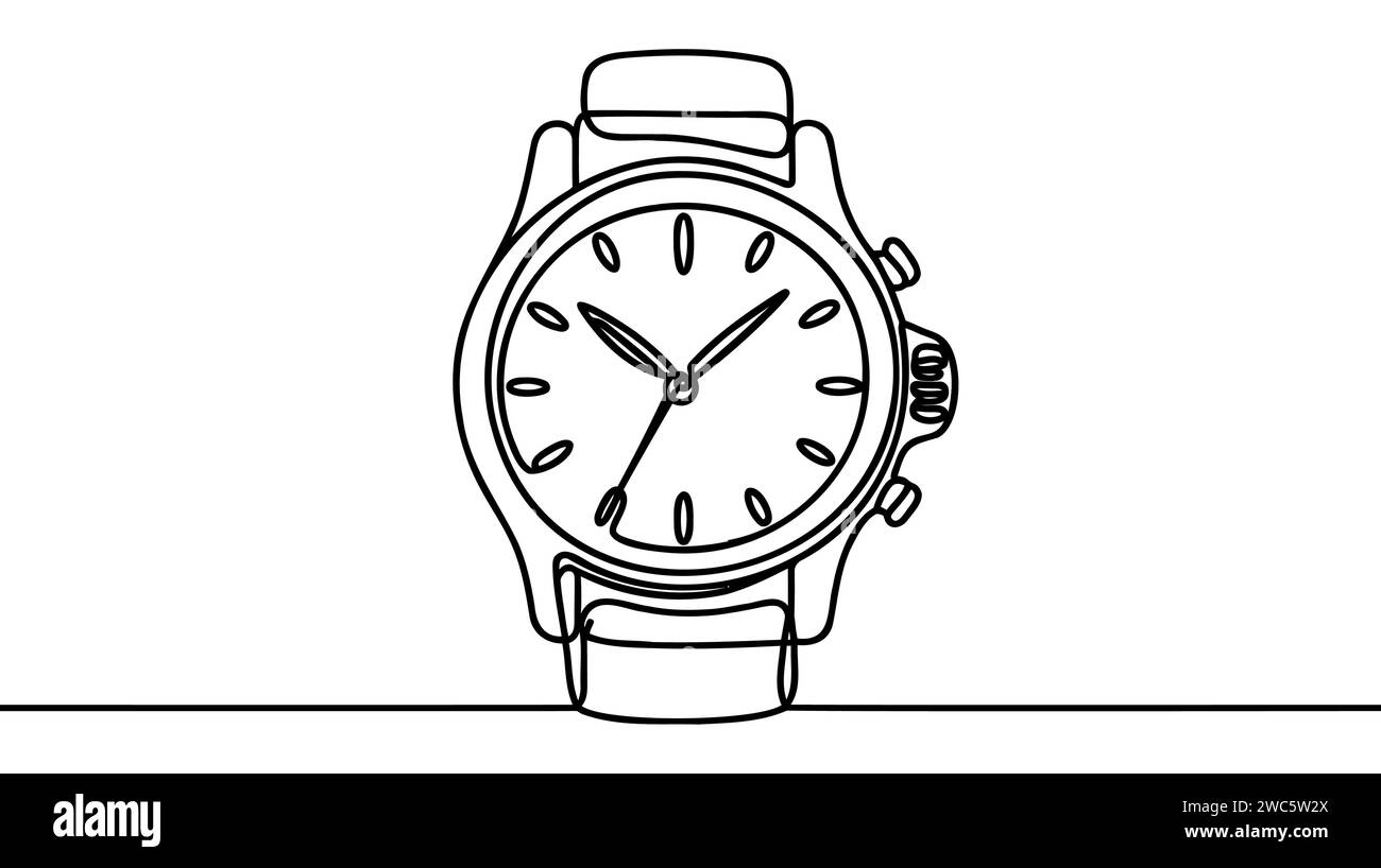 Continuous one line drawing of clock hi-res stock photography and ...