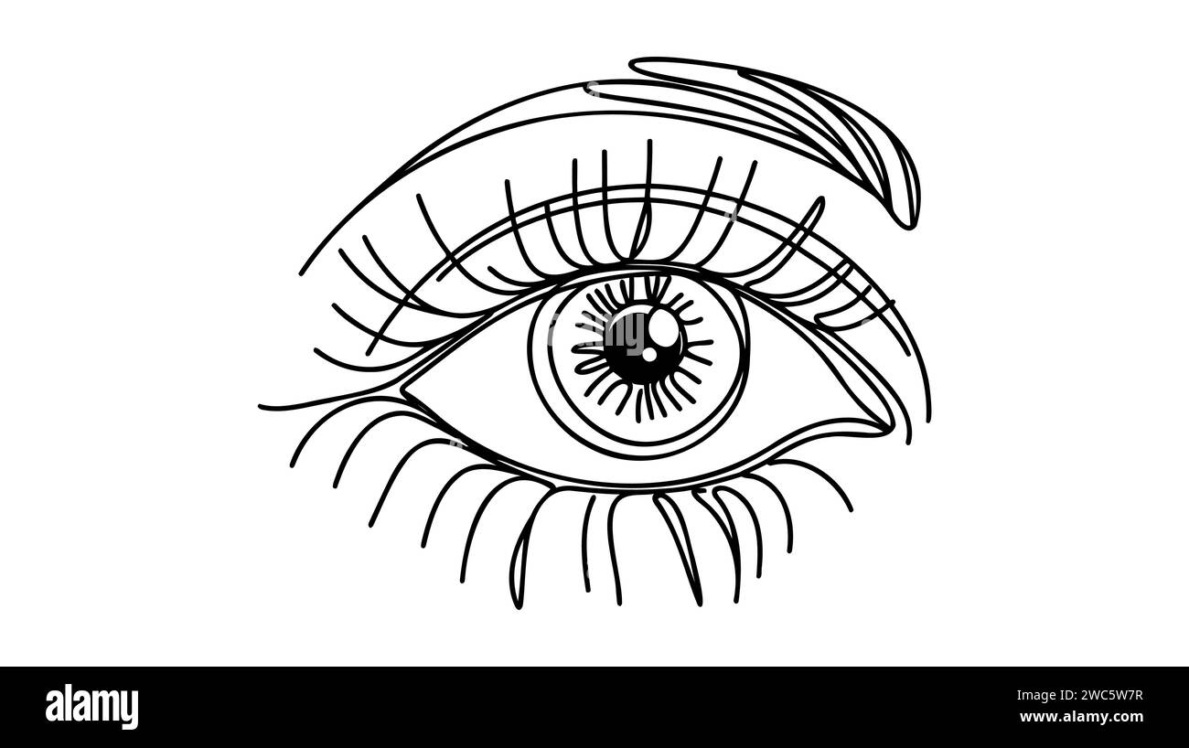 Vector illustration of human eye. Modern one line art. Can be use as ...