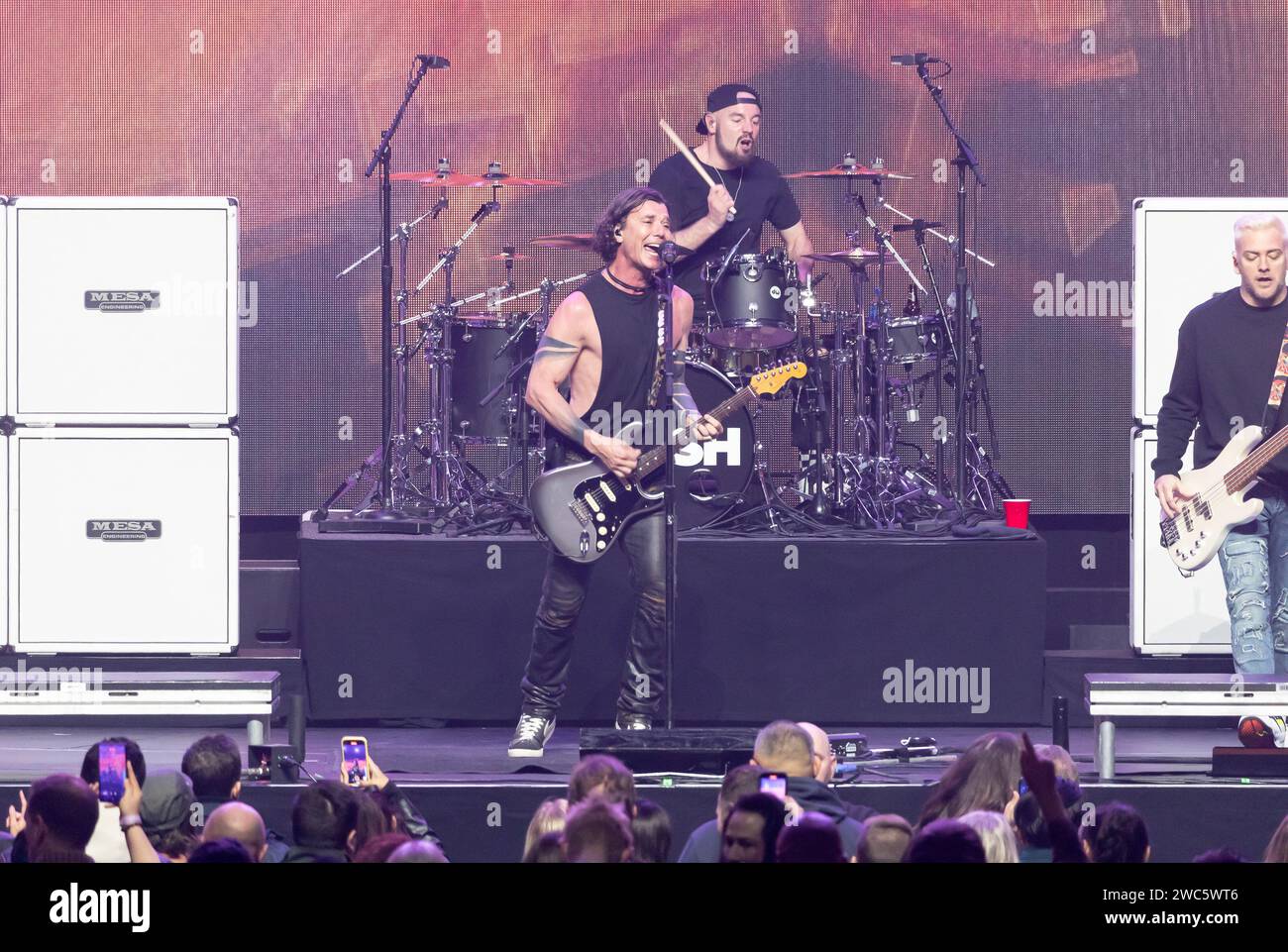 Gavin Rossdale, Nik Hughes and Corey Britz of BUSH perform onstage at ...