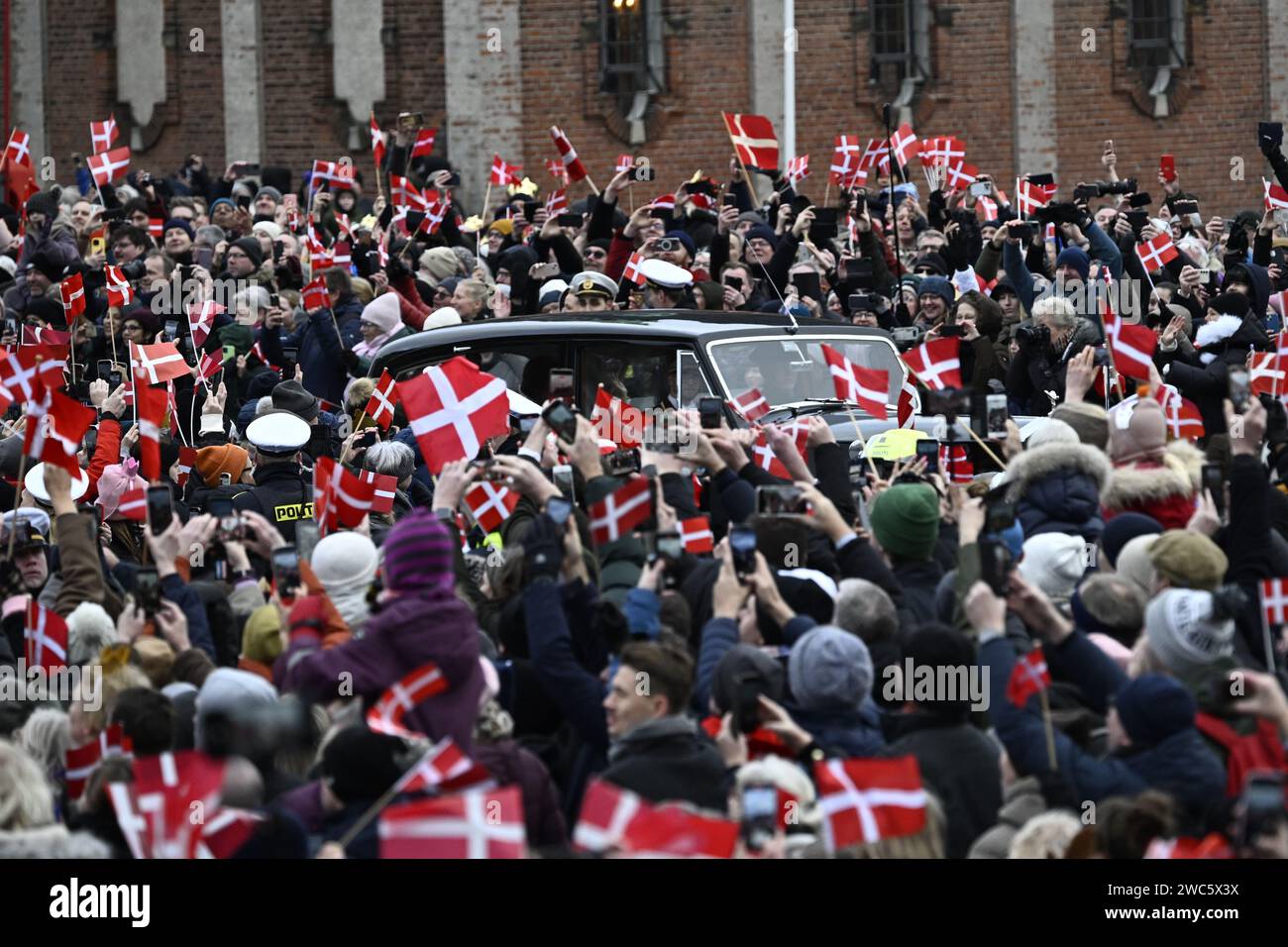 COPENHAGEN, DENMARK 20240114The royals arrive in procession to ...