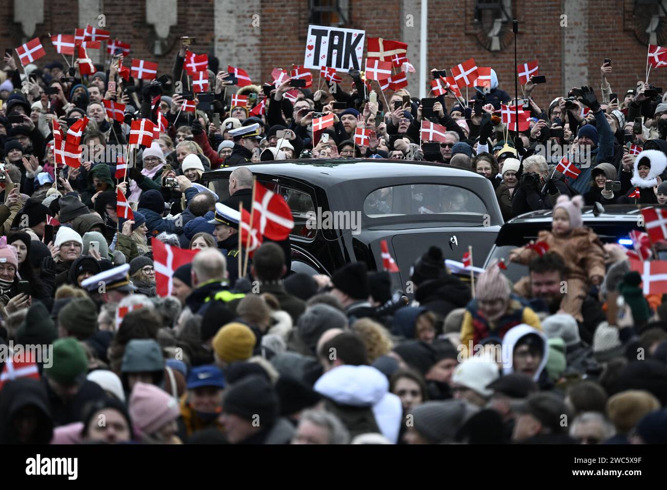 COPENHAGEN, DENMARK 20240114The royals arrive in procession to ...