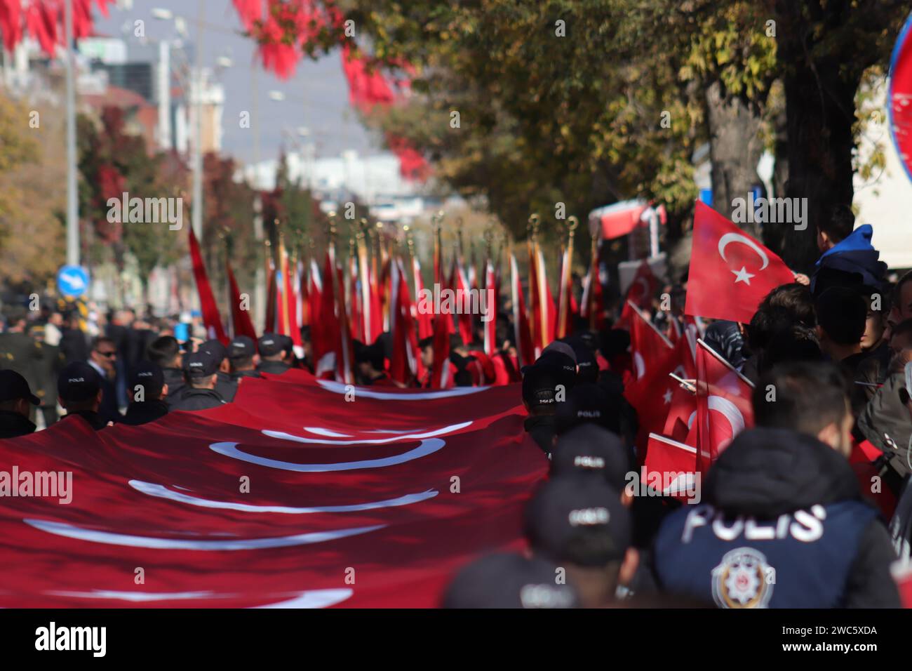 Turkish police units march in uniform during the Republic Day parade ...