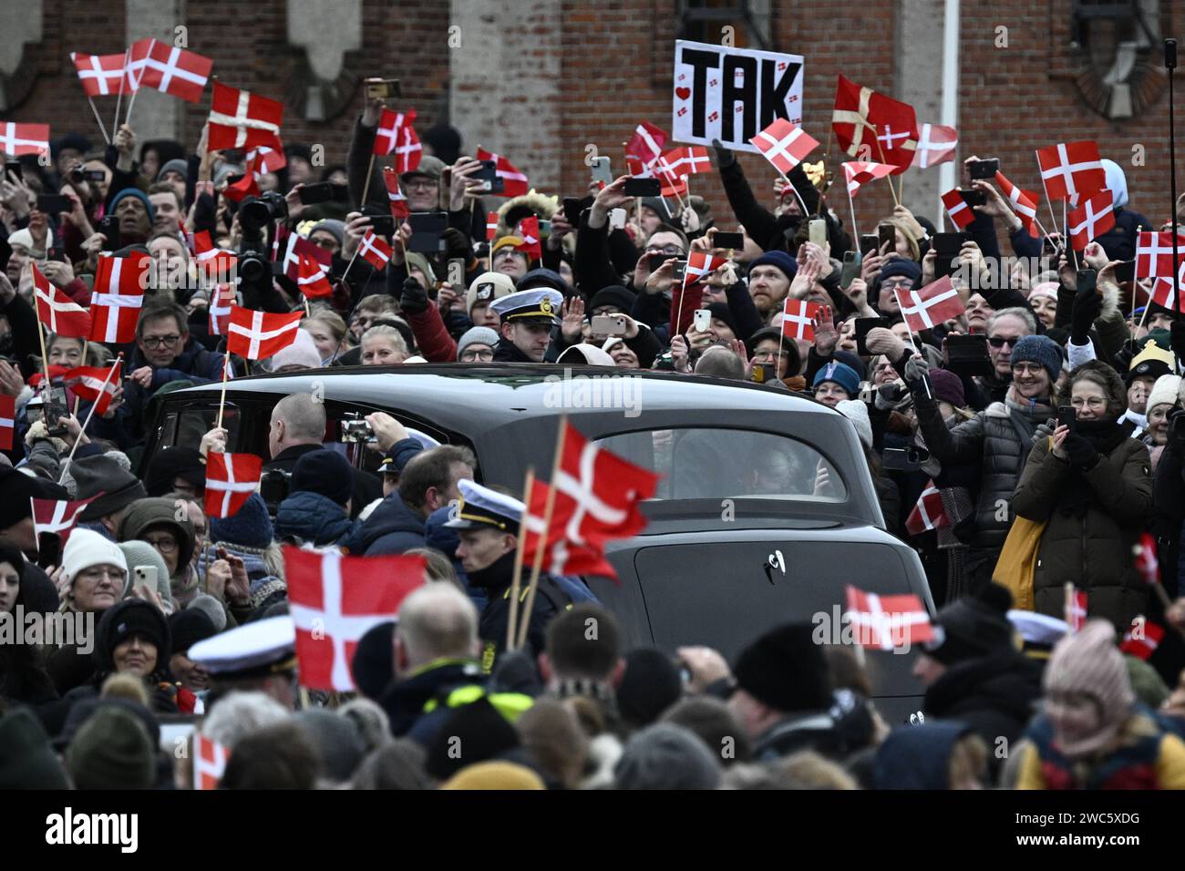 COPENHAGEN, DENMARK 20240114The royals arrive in procession to ...