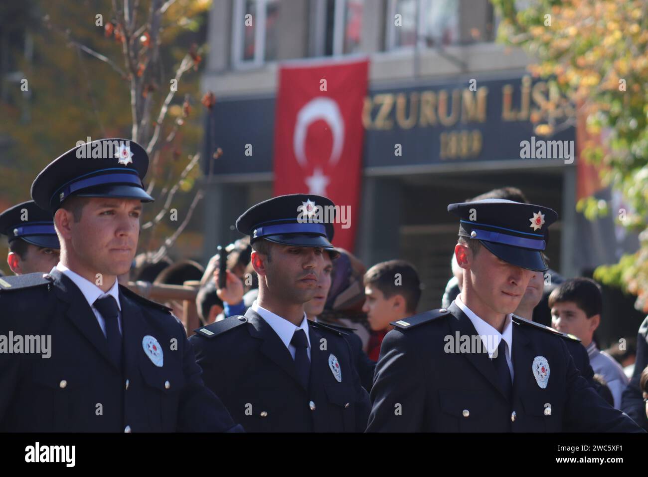 Turkish police units march in uniform during the Republic Day parade ...