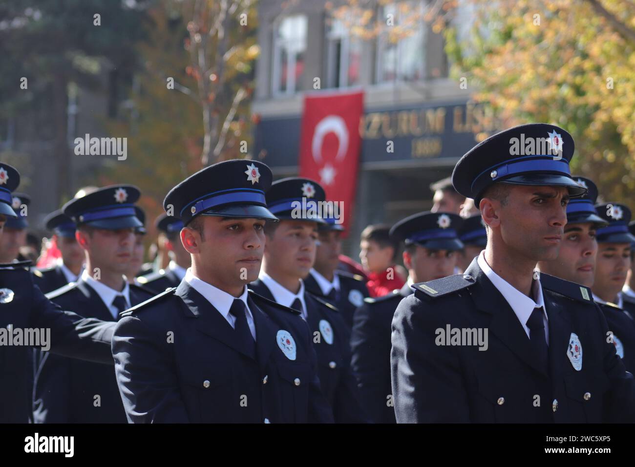 Turkish police units march in uniform during the Republic Day parade ...