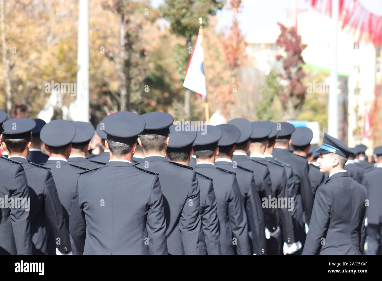 Turkish police units march in uniform during the Republic Day parade ...