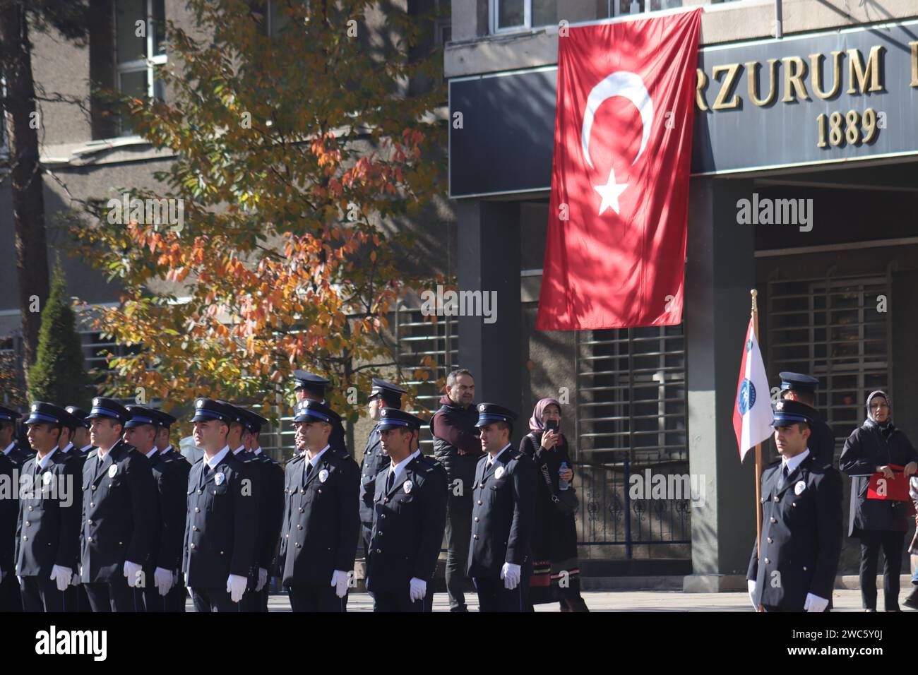Turkish police units march in uniform during the Republic Day parade ...