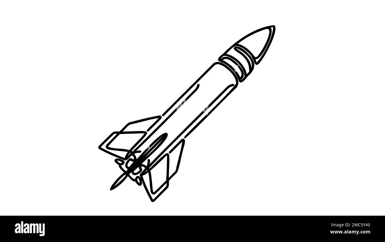 Rocket takeoff. Spaceship launch. Launch of a military ballistic ...