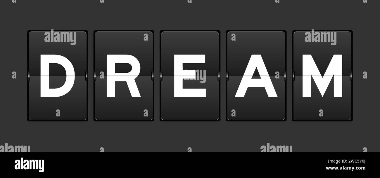 Black color analog flip board with word dream on gray background Stock ...