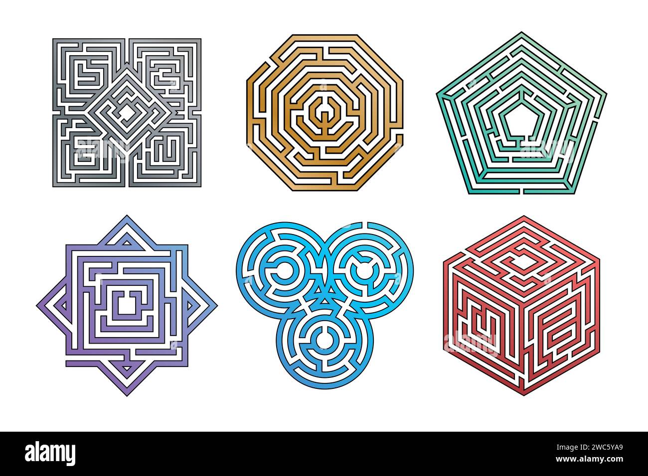 Labyrinth game. Maze riddle for finding right path. Wrong way to exit ...