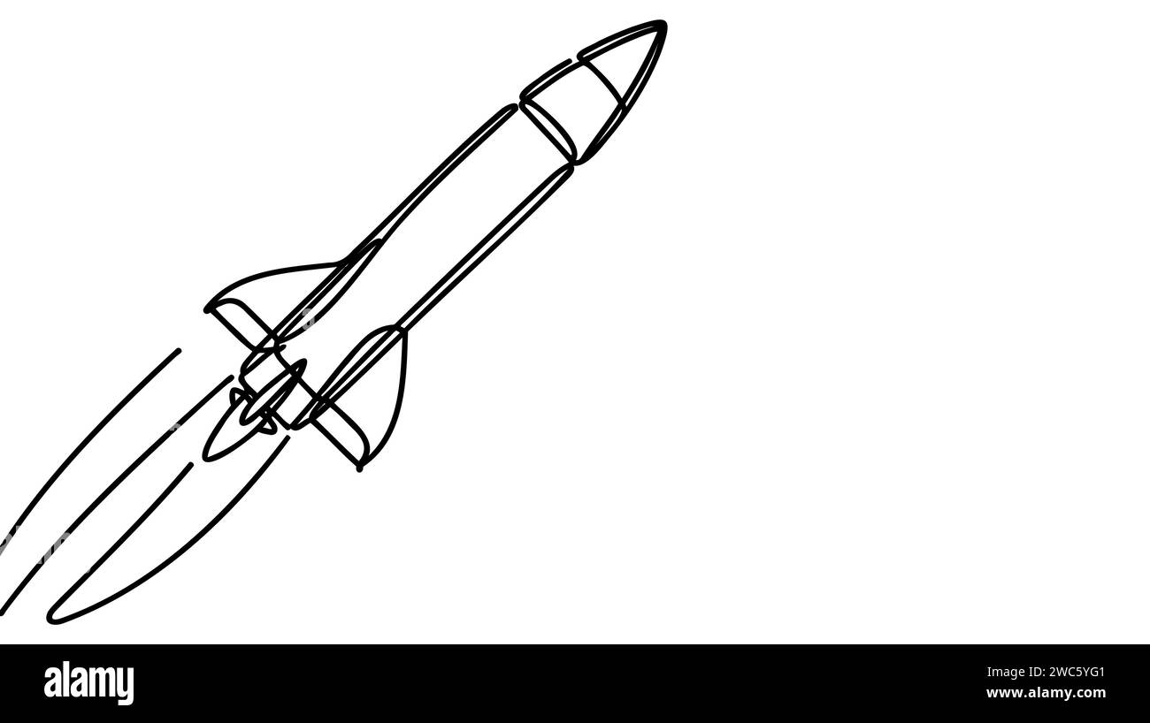 Rocket takeoff. Spaceship launch. Launch of a military ballistic ...