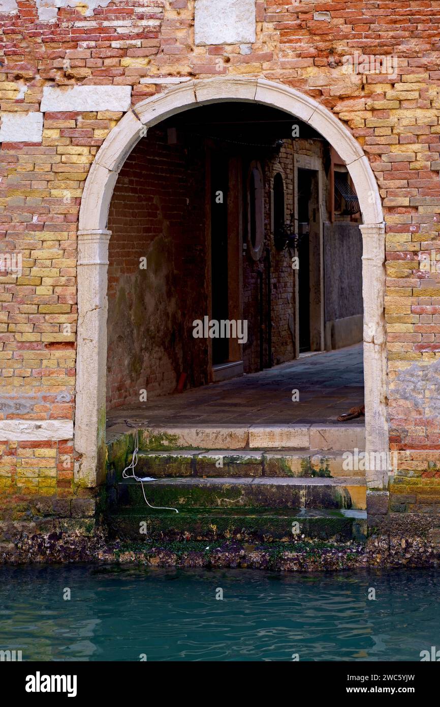 Italy. Close-ups of building facades in Venice. A look at the old ...
