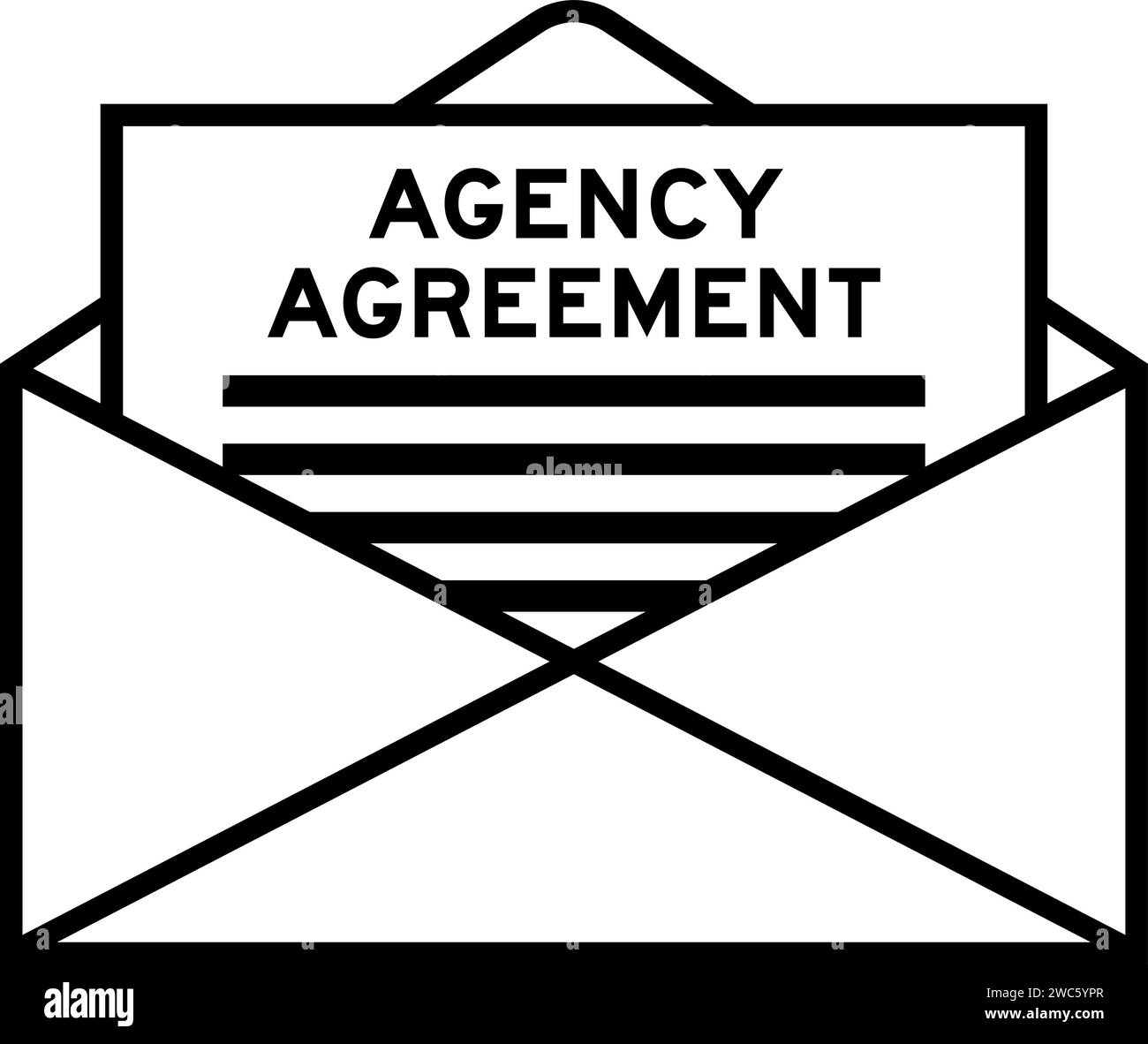 Envelope and letter sign with word agency agreement as the headline ...