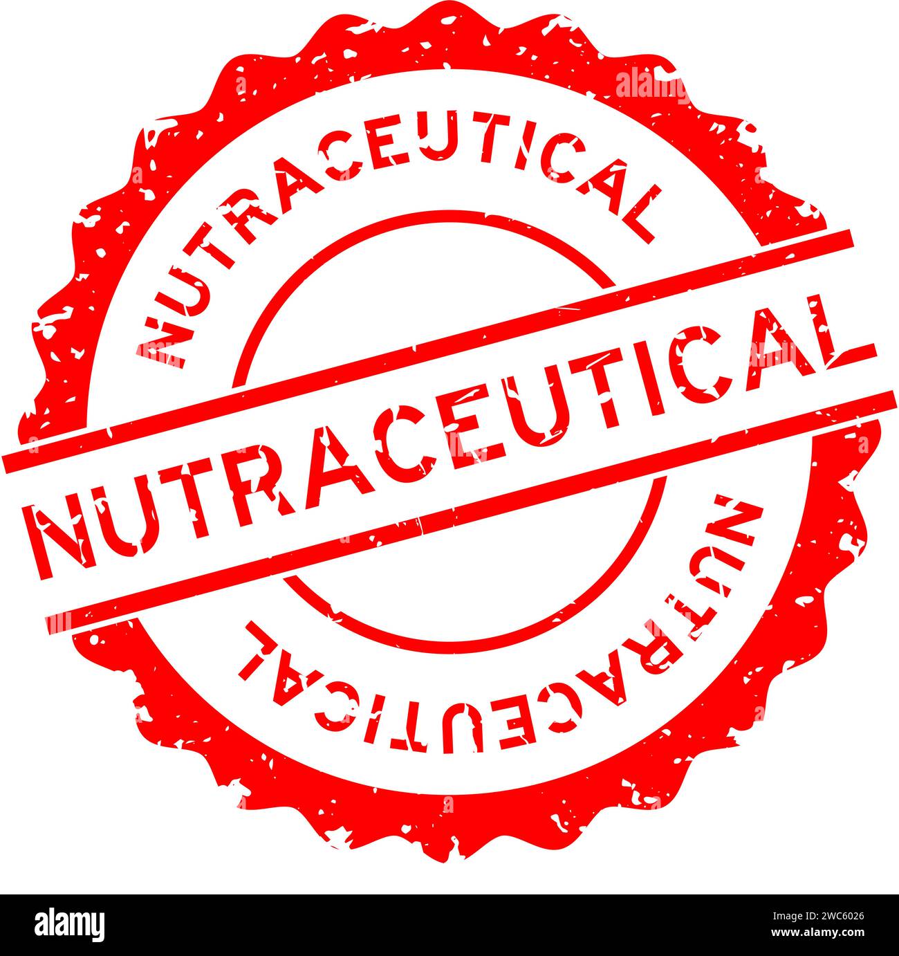 Grunge red nutraceutical word round rubber seal stamp on white ...
