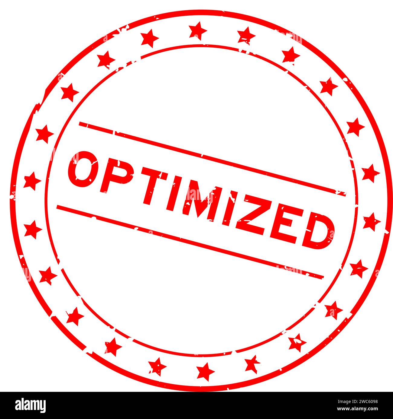 Grunge red optimized word round rubber seal stamp on white background Stock Vector Image & Art ...