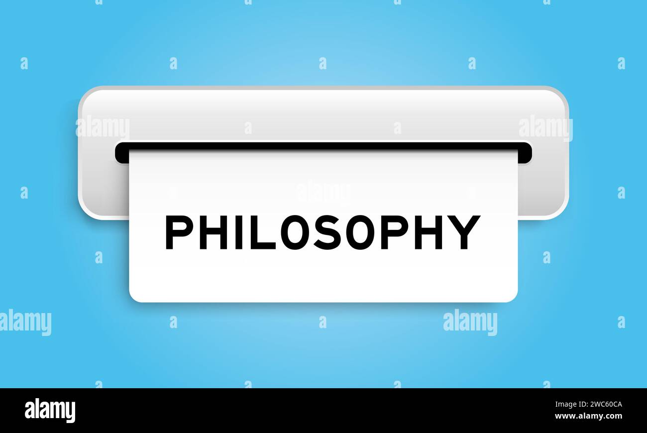 White coupon banner with word philosophy from machine on blue color ...
