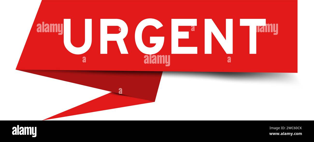 Red color speech banner with word urgent on white background Stock ...