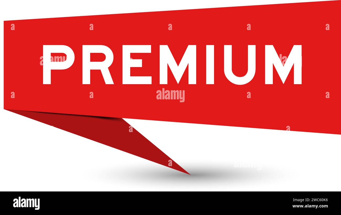 Red color speech banner with word premium on white background Stock ...
