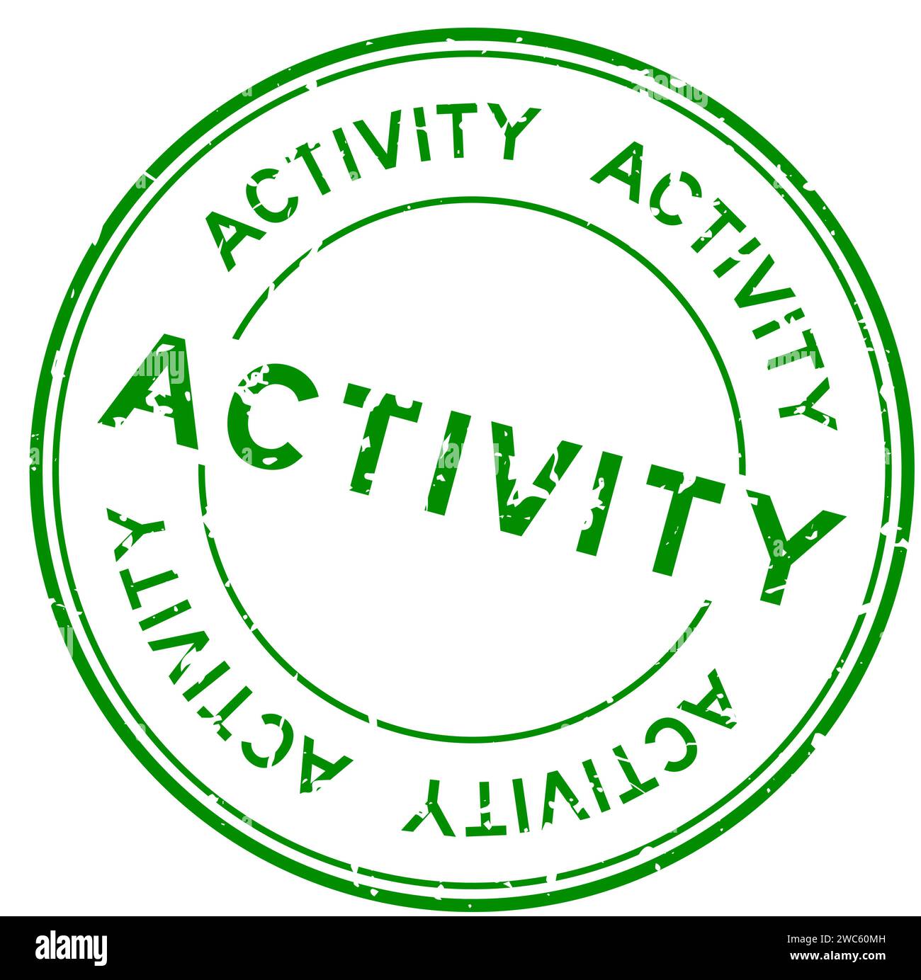 Grunge green activity word round rubber seal stamp on white background ...
