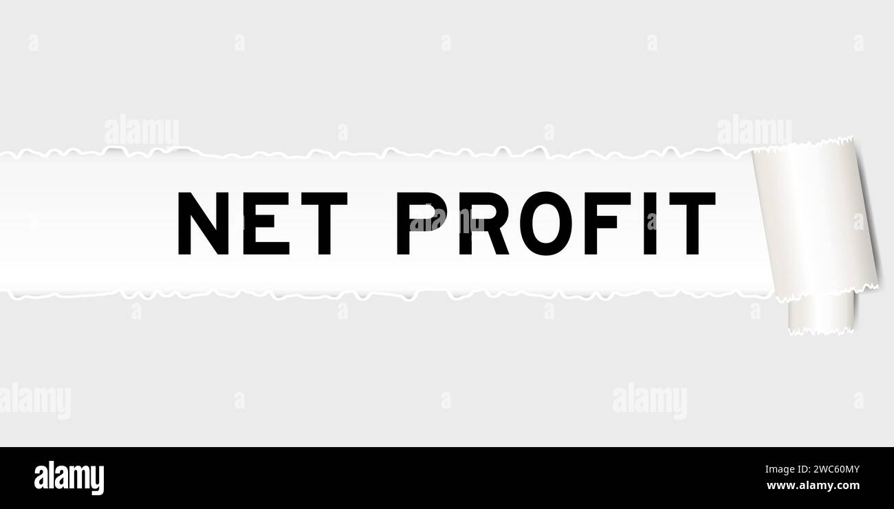 Ripped gray paper background that have word net profit under torn part ...