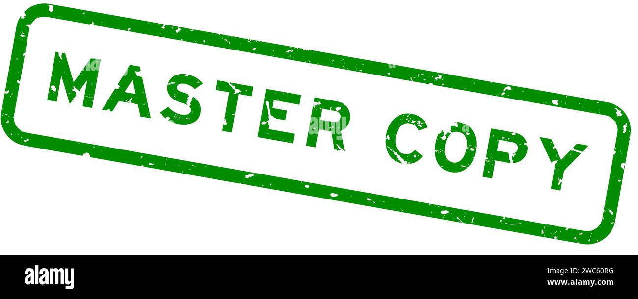 Grunge green master copy word square rubber seal stamp on white background Stock Vector Image ...