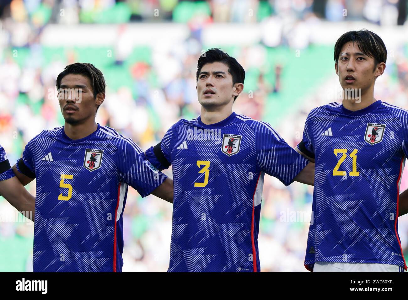 Doha, Qatar. 14th Jan, 2024. DOHA, QATAR - JANUARY 14: Hidemasa Morita, Shogo Taniguchi, Hiroki ...