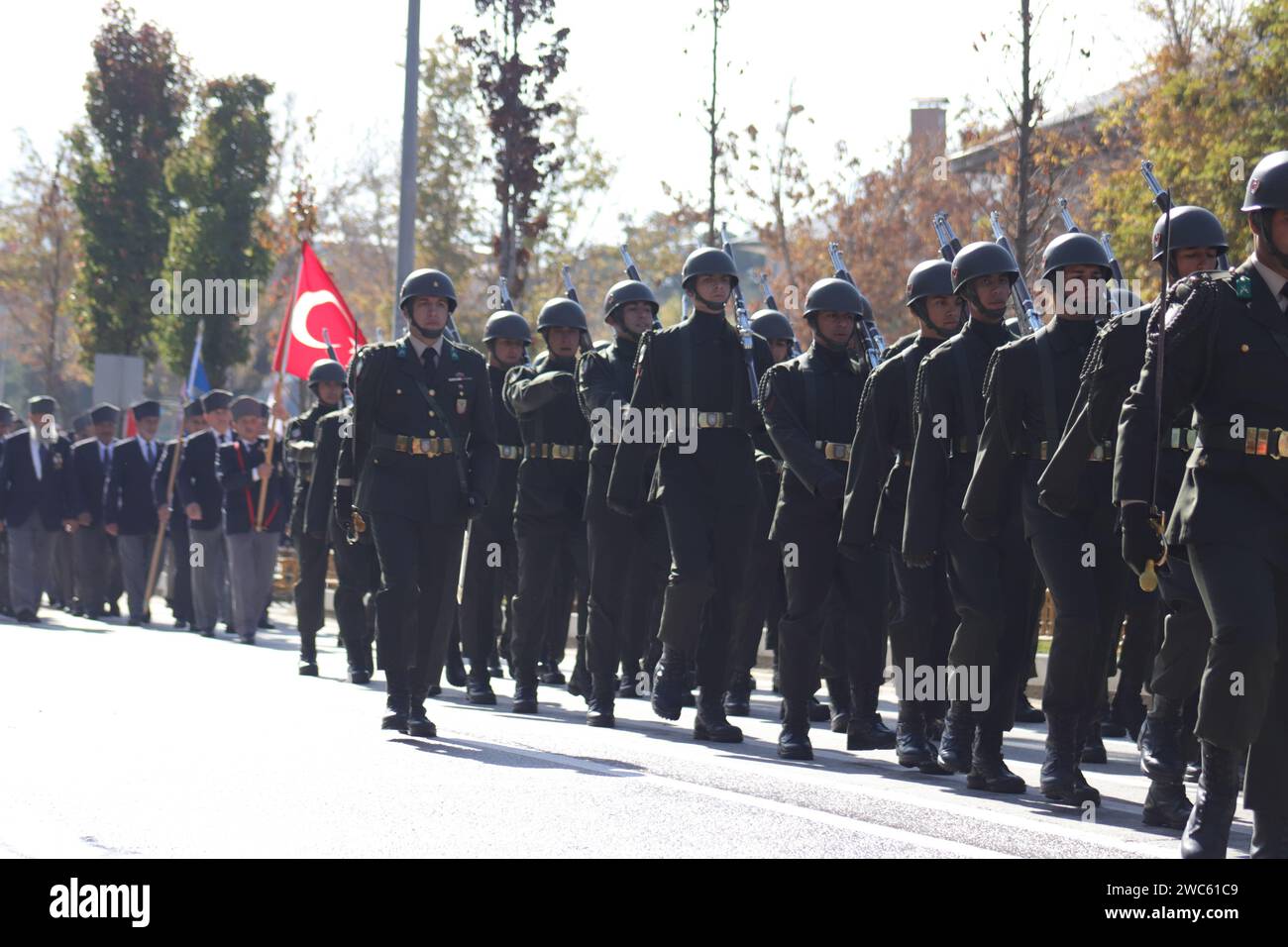 Turkish military units march with precision during the Republic Day ...