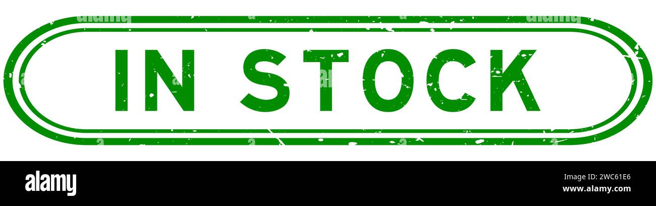 Grunge green in stock word rubber seal stamp on white background Stock ...