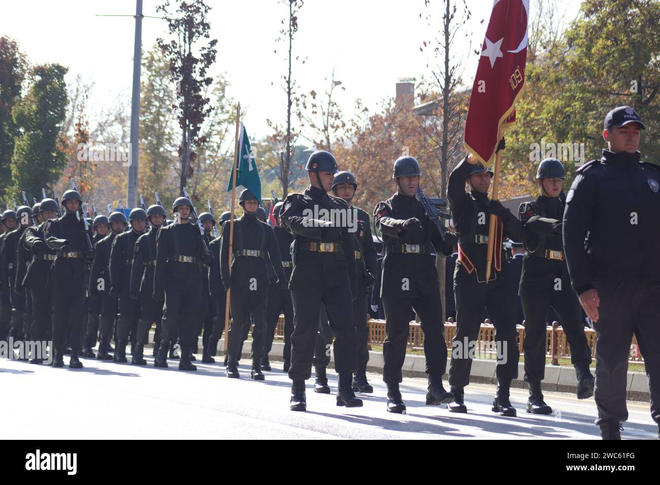 Turkish military units march with precision during the Republic Day ...