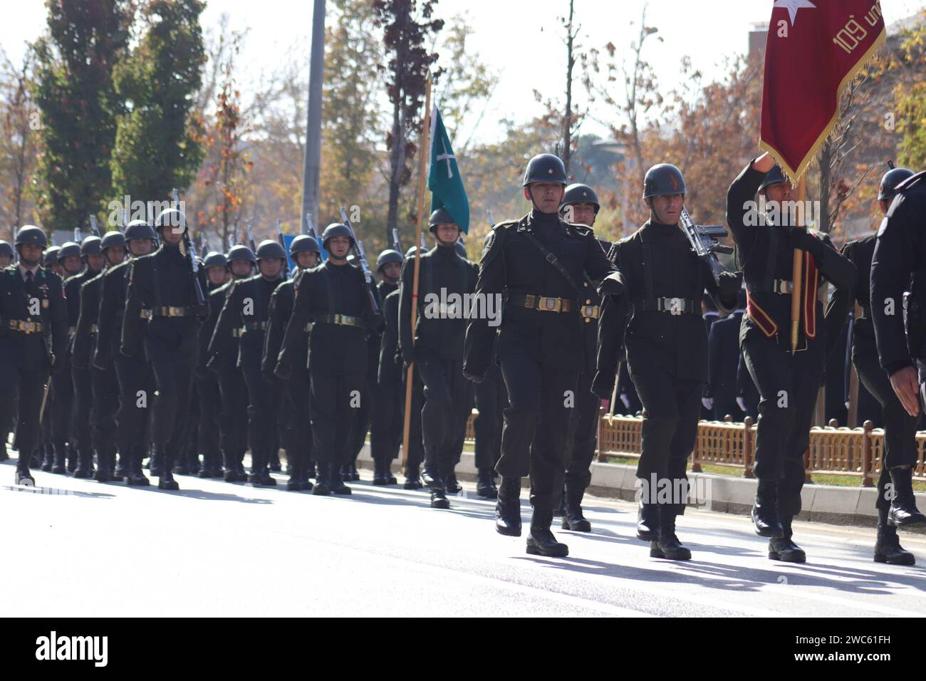 Turkish military units march with precision during the Republic Day ...