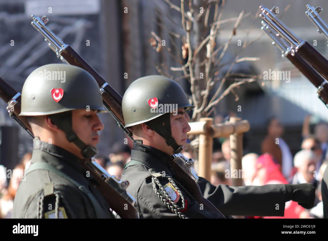 Turkish military units march with precision during the Republic Day ...