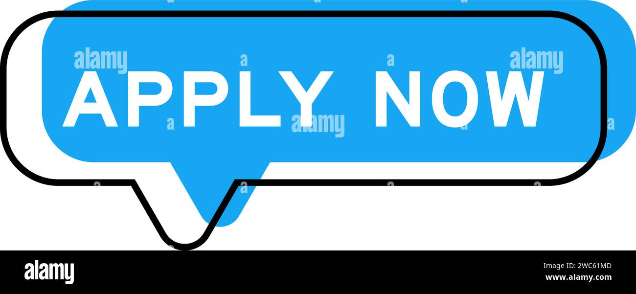 Speech banner and blue shade with word apply now on white background ...