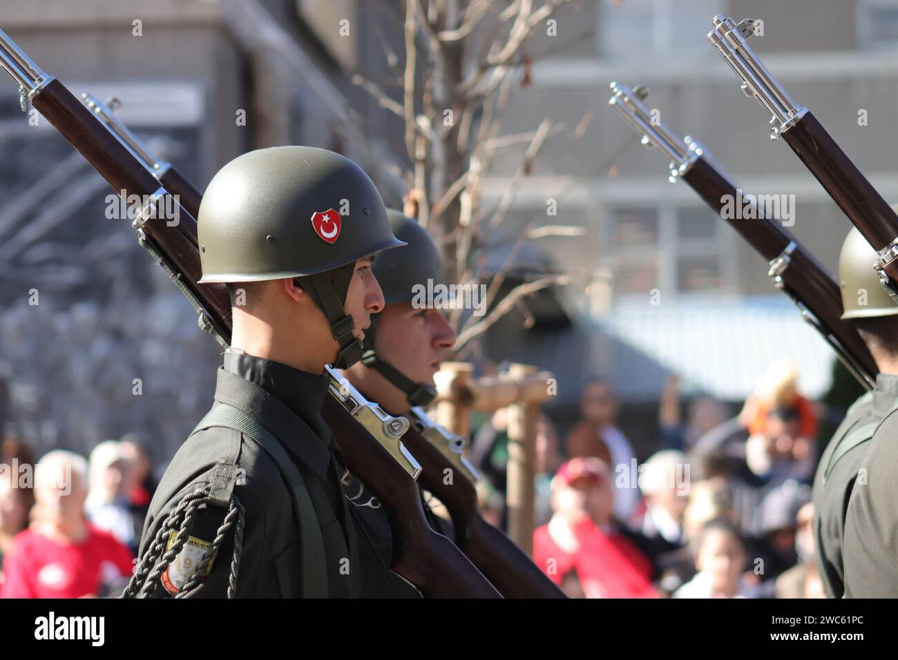 Turkish military units march with precision during the Republic Day ...