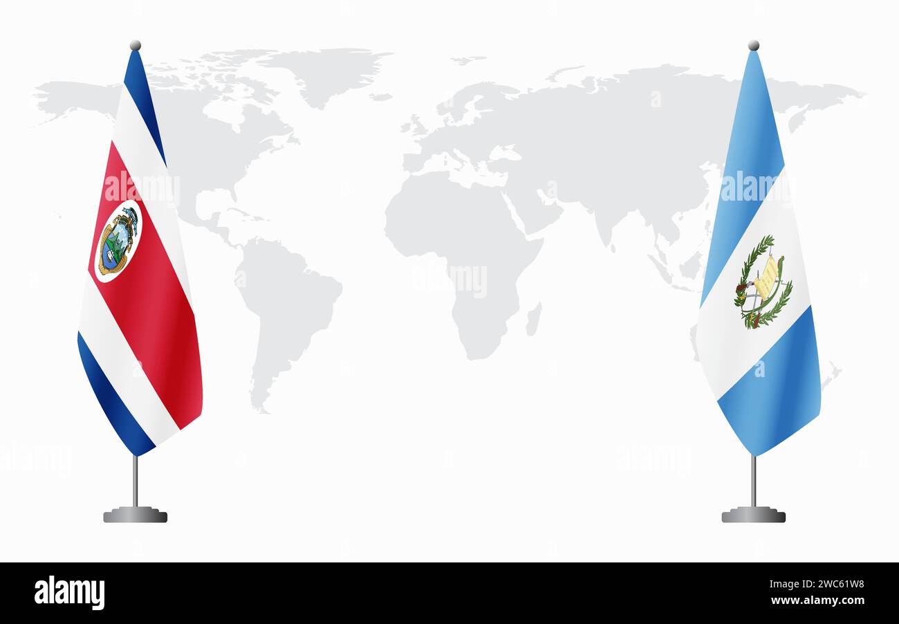 Costa Rica and Guatemala flags for official meeting against background ...