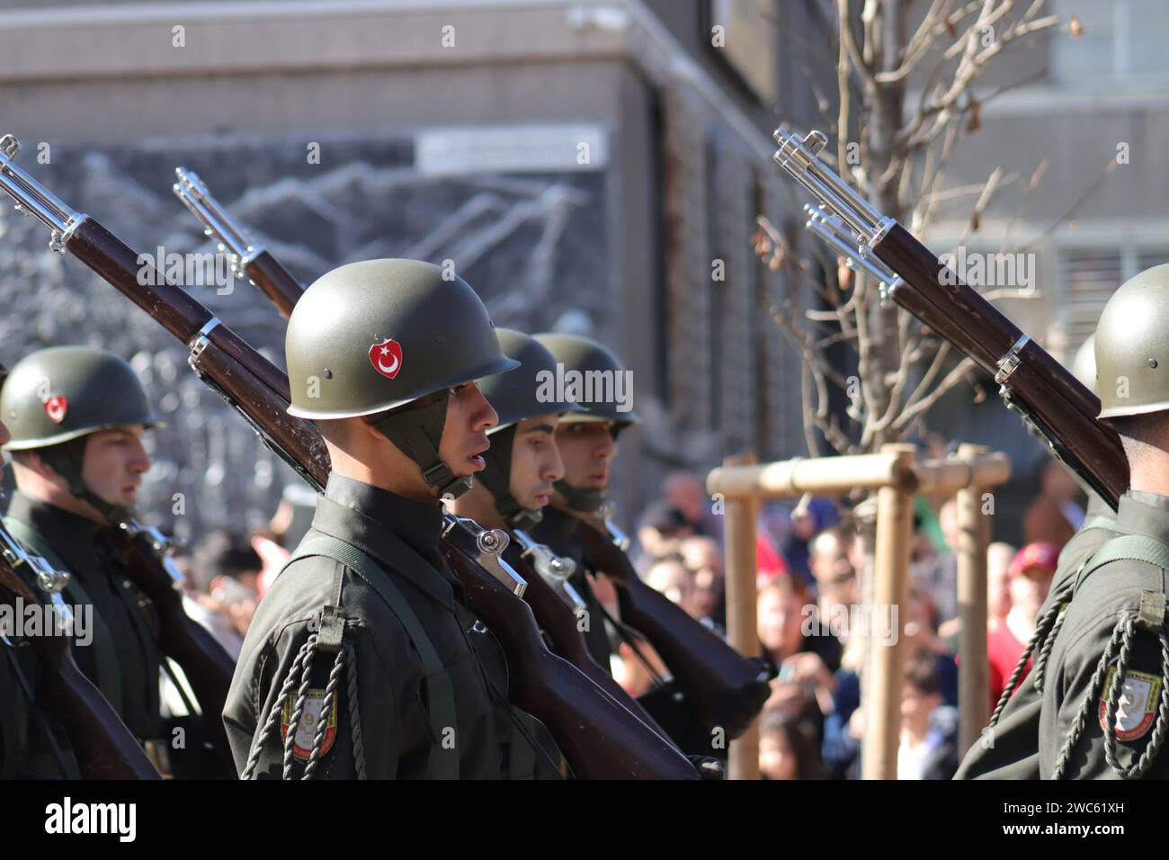 Turkish military units march with precision during the Republic Day ...