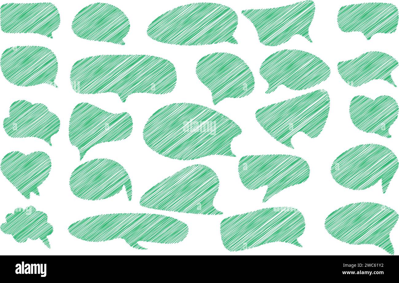 Set of speak bubble text. Scribble frames. Chatting box, message box ...