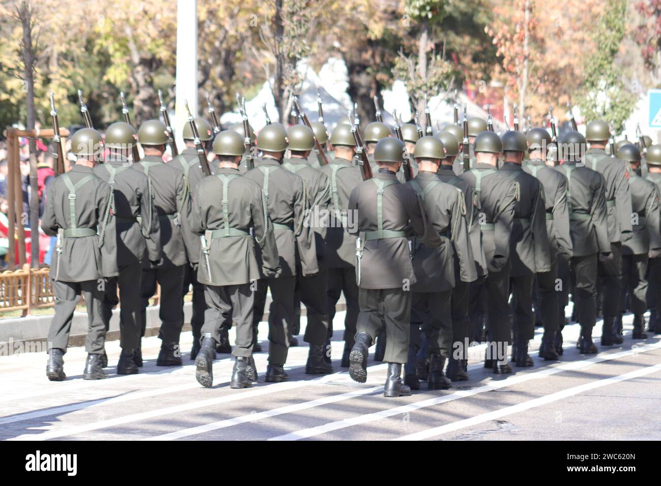 Turkish military units march with precision during the Republic Day ...
