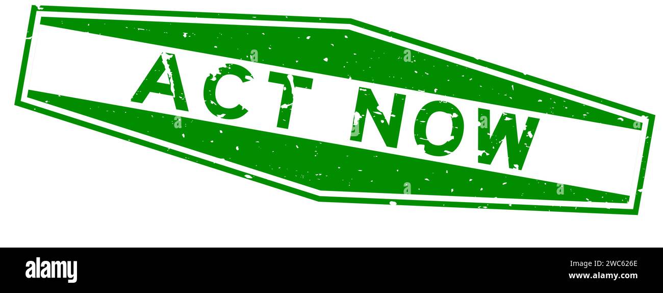 Grunge green act now word hexagon rubber seal stamp on white background Stock Vector Image & Art ...