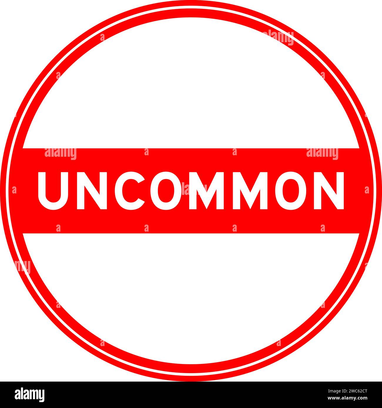 Red color round seal sticker in word uncommon on white background Stock ...