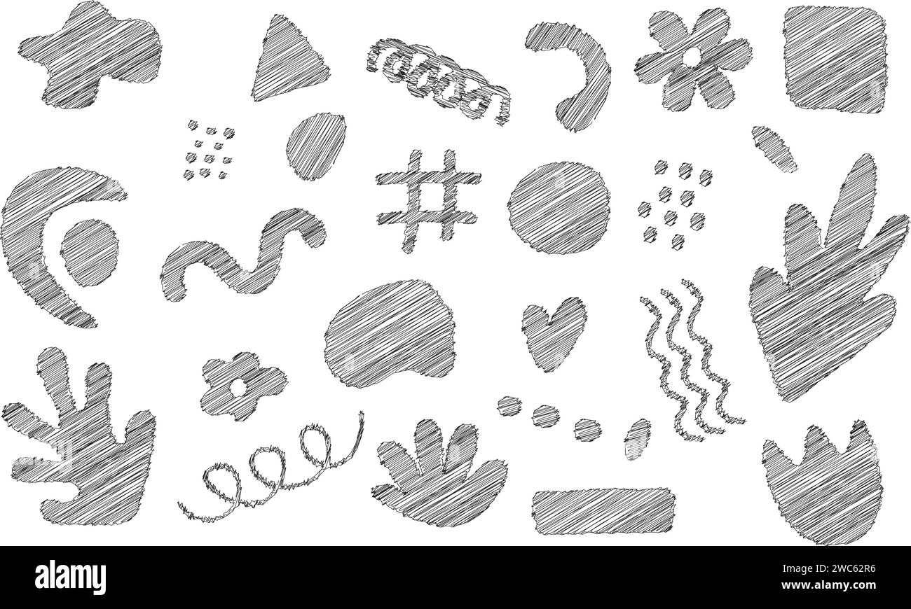 Black Abstract Art Set with trendy scribble texture. Set of abstract ... Black Abstract Art Set with trendy scribble texture. Set of abstract ...