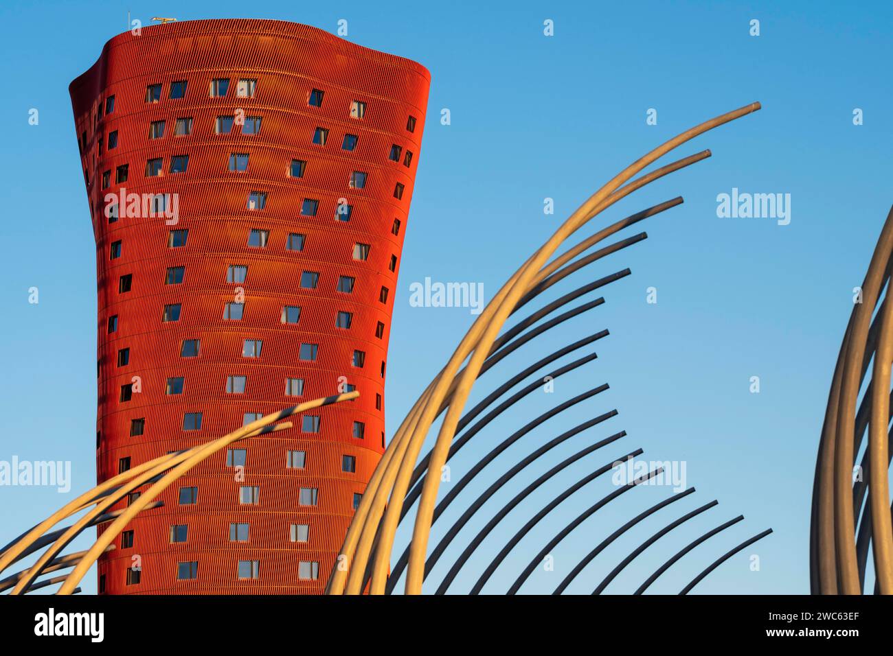 Facade of the Porta Fira hotel building designed by the Japanese ...