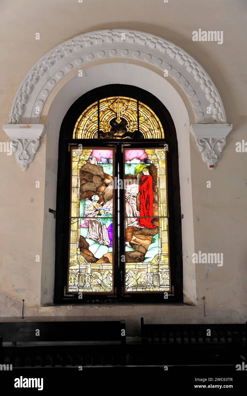 Church window, coloured window in the mausoleum, church on the ...