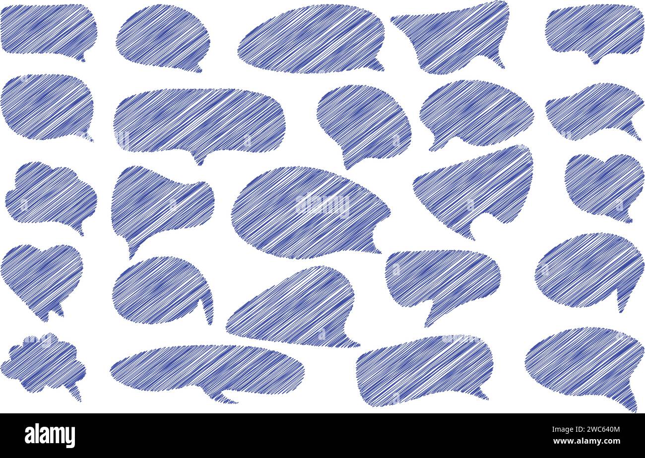 Set of speak bubble text. Scribble frames. Chatting box, message box ...
