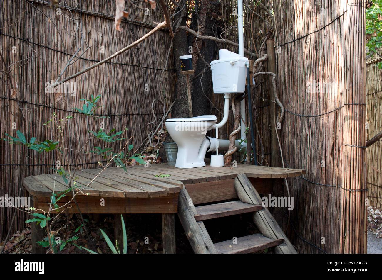 Outdoor toilet, bush toilet, WC, outside, forest, bush, wilderness ...